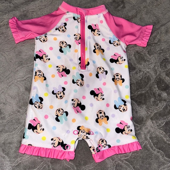 Disney | Swim | Minnie Mouse Baby Girls Swim One Piece Rash Guard Sz 3m | Poshmark